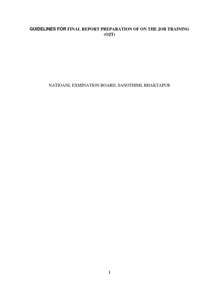 Guidelines For Final Report Preparation of On The Job Training | PDF | Typefaces | Typography