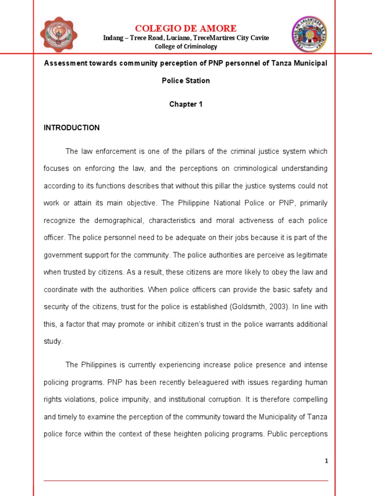 Assessment Towards Community Perception of PNP Personnel of Tanza ...