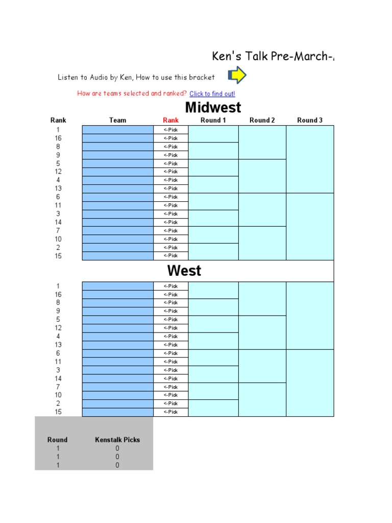 2011 NCAA Tournament Prediction - Pick Your Own Bracket | PDF | East ...