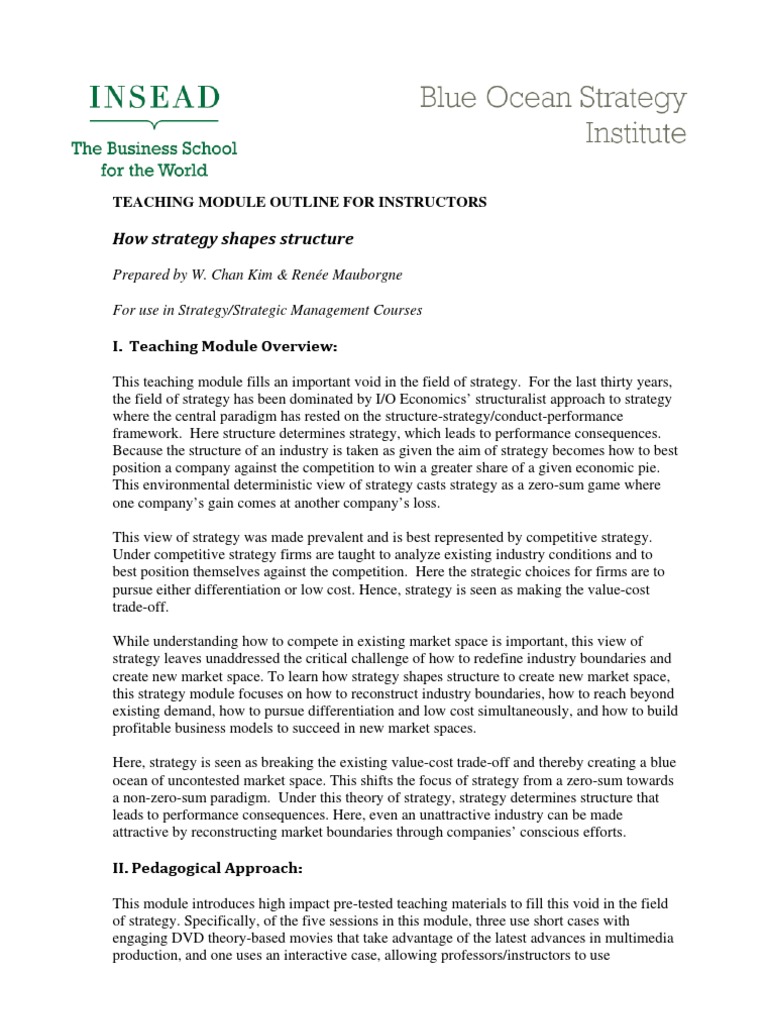 How Strategy Shapes Structure: Teaching Module Outline For Instructors | PDF
