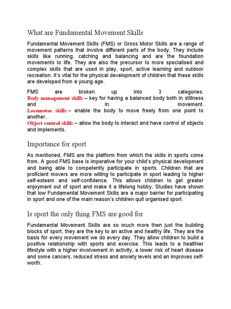 What Are Fundamental Movement Skills | PDF | Self Esteem ...