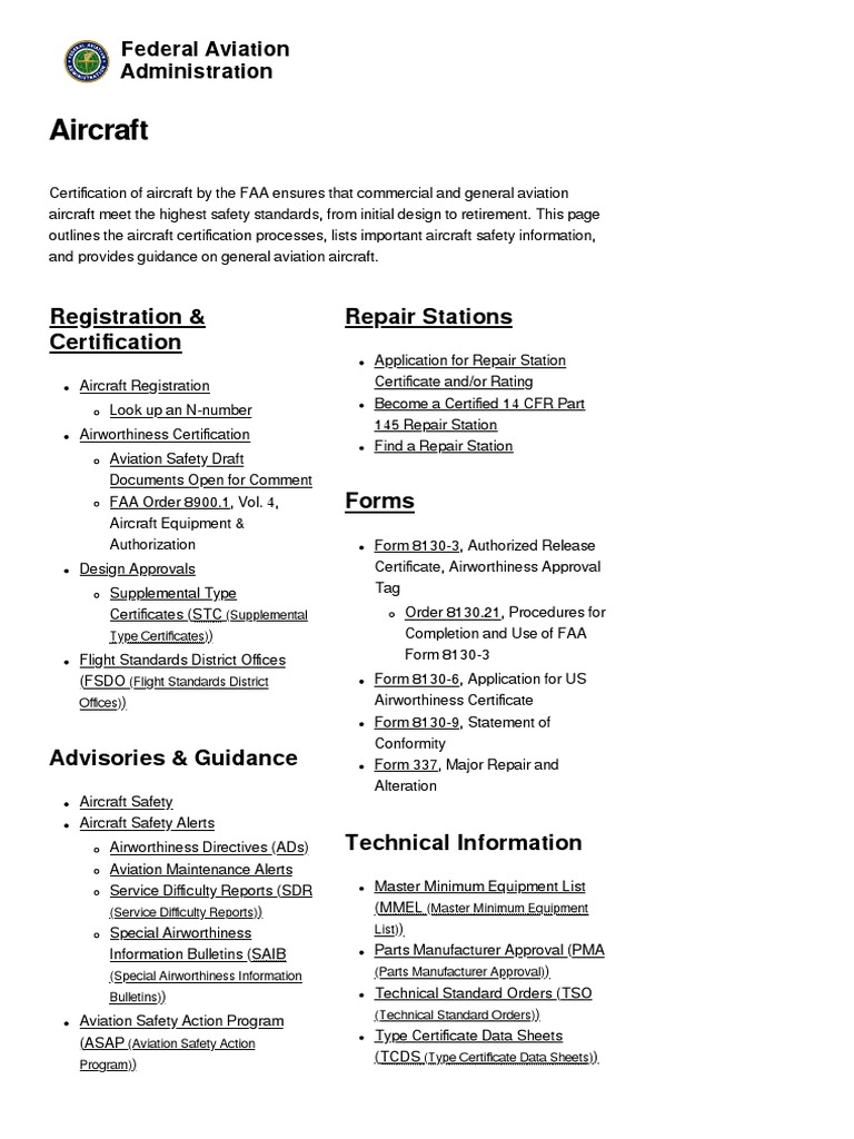 Aircraft: Registration & Certification Repair Stations | PDF | Aviation ...