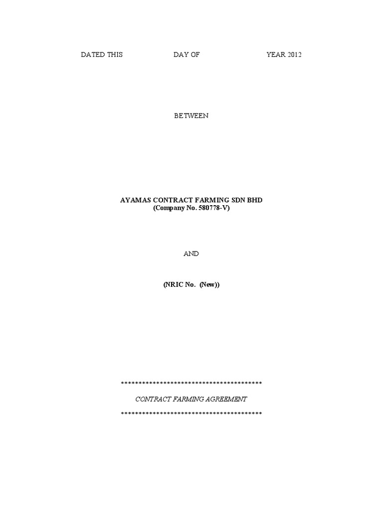2010 Contract Farming Agreement | PDF | Bankruptcy | Broiler