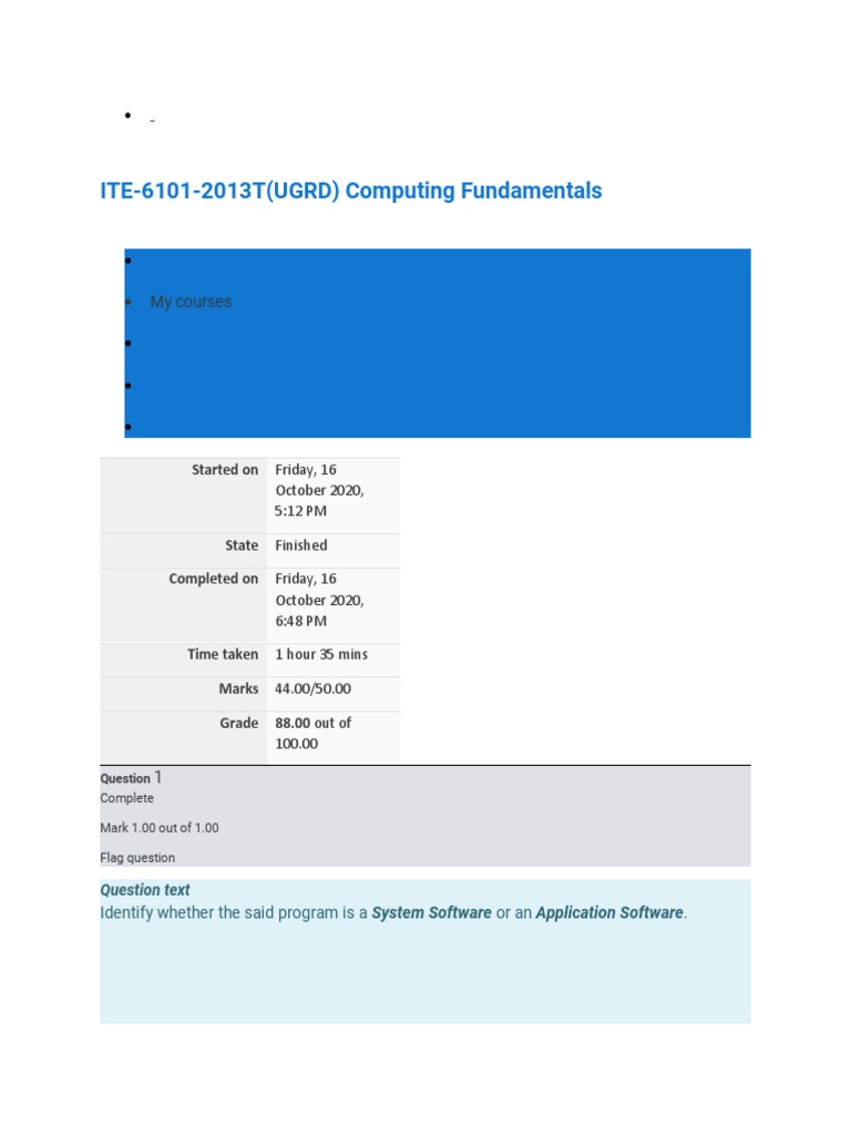 ITE-6101-2013T (UGRD) Computing Fundamentals: My Courses | PDF | Malware | Ip Address