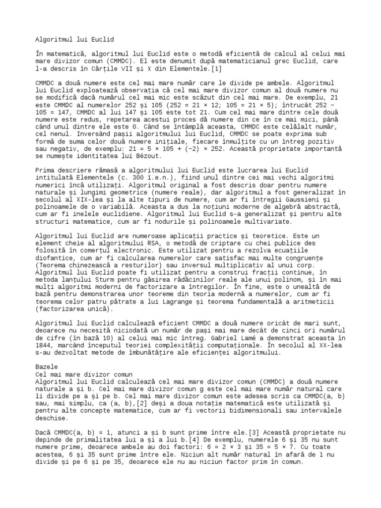Algoritmul Lui Euclid-Extins | PDF