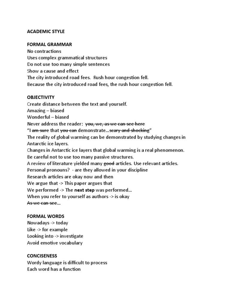 HANDOUT Academic Style | PDF | Question | Verb