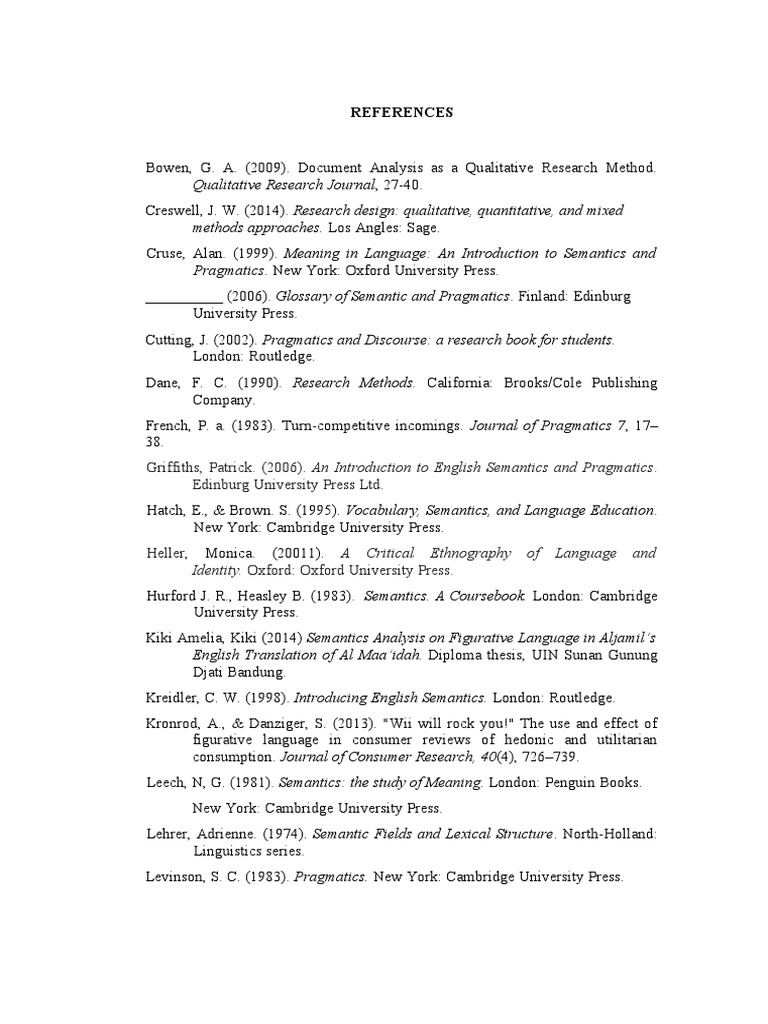 References of Lexical Ambiguity' Paper | PDF | Semantics | Academic ...