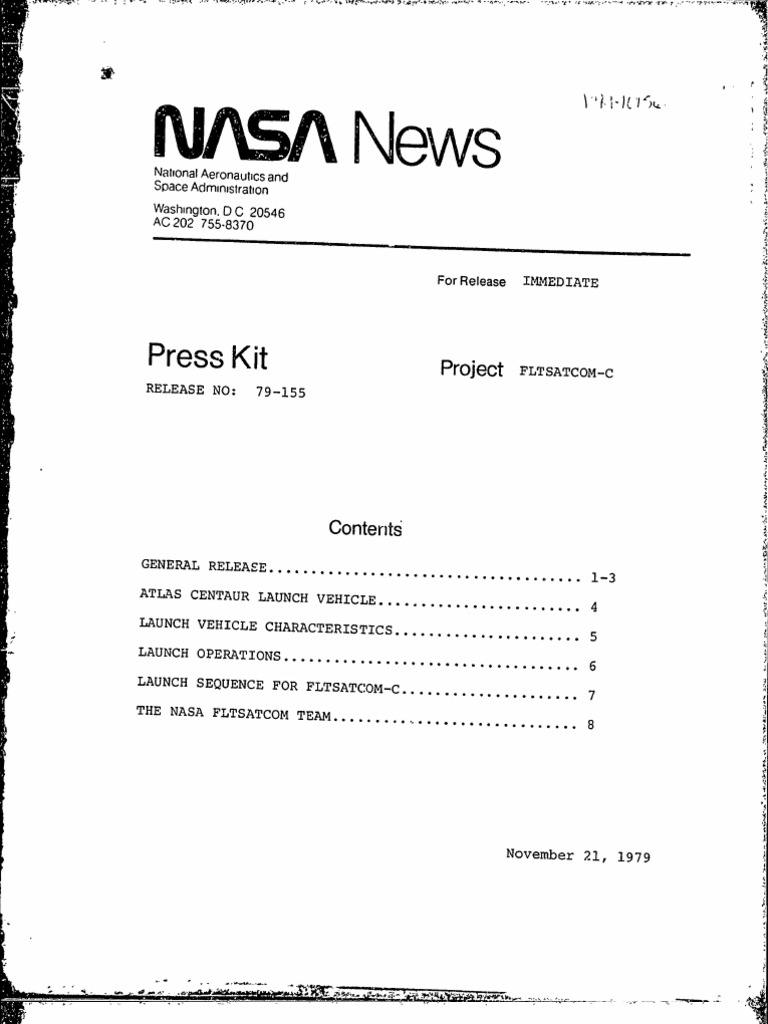 Fltsatcom-C Press Kit | PDF | Centaur (Rocket Stage) | Atlas (Rocket ...