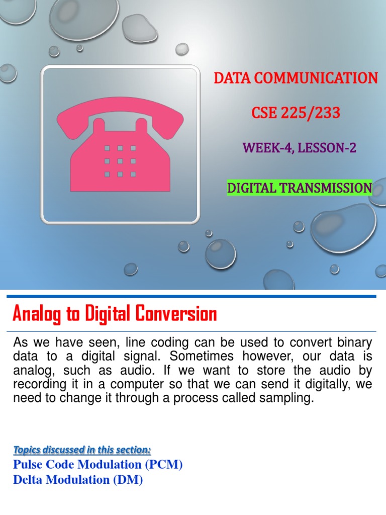 Data Communication Cse 225 233 Week 4 Lesson 2 Digital Transmission Pdf Data Transmission