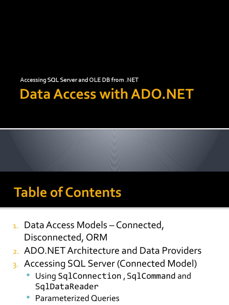 Data Access With Ado Pdf Language Integrated Query Entity Framework