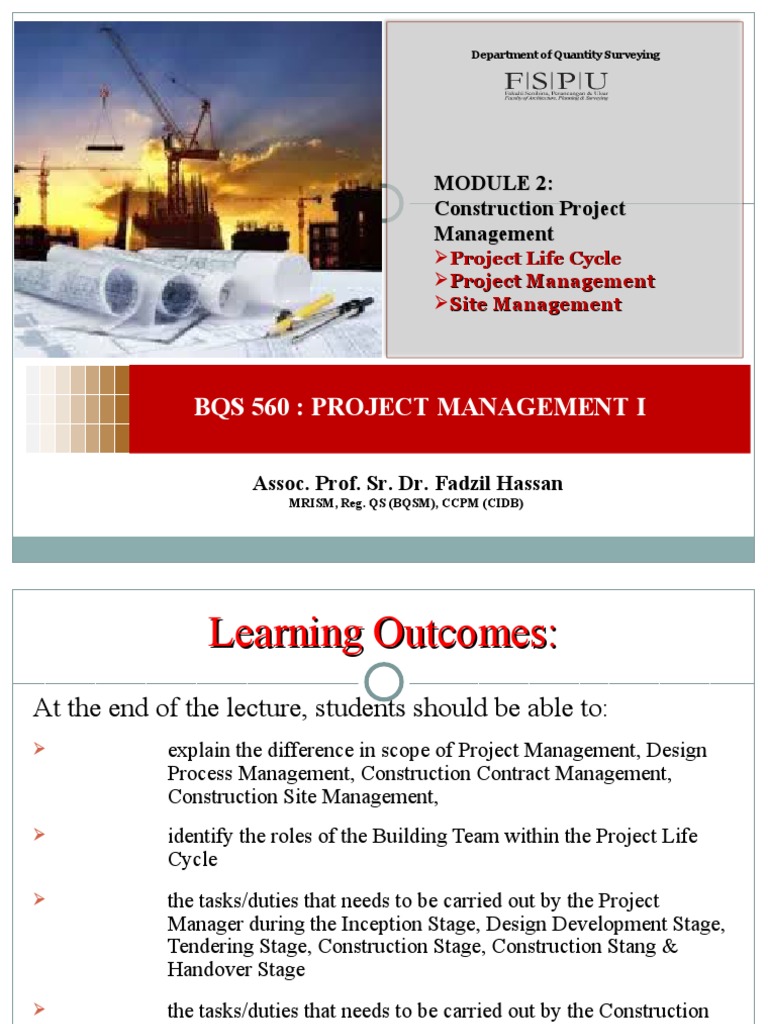 Lecture 2 - Construction Project Management | PDF | Occupational Safety ...