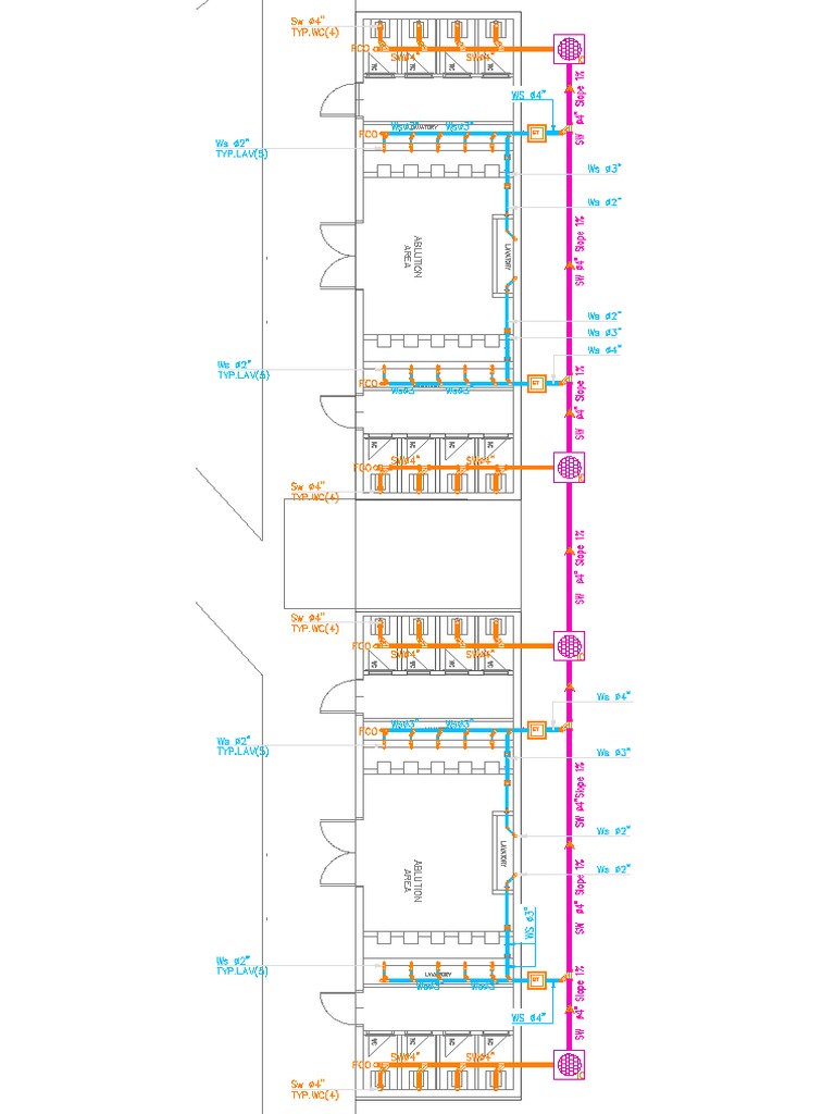 Ablution Area Plubbing Drawing PDF | PDF