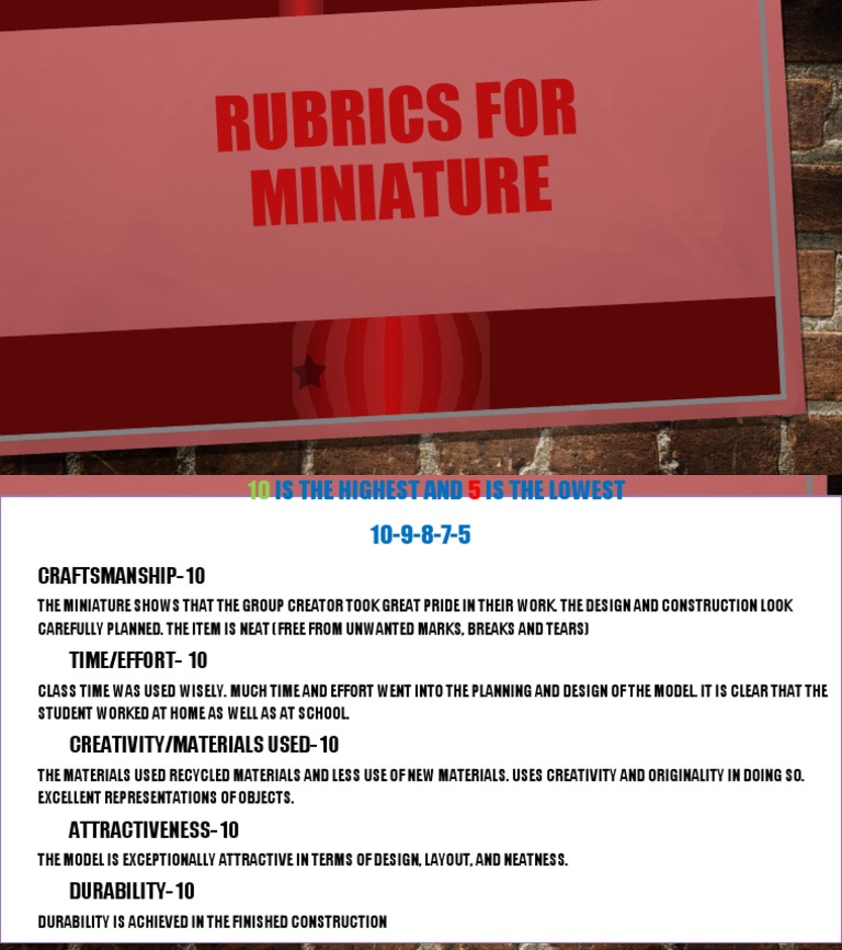 Rubrics For Miniature | PDF