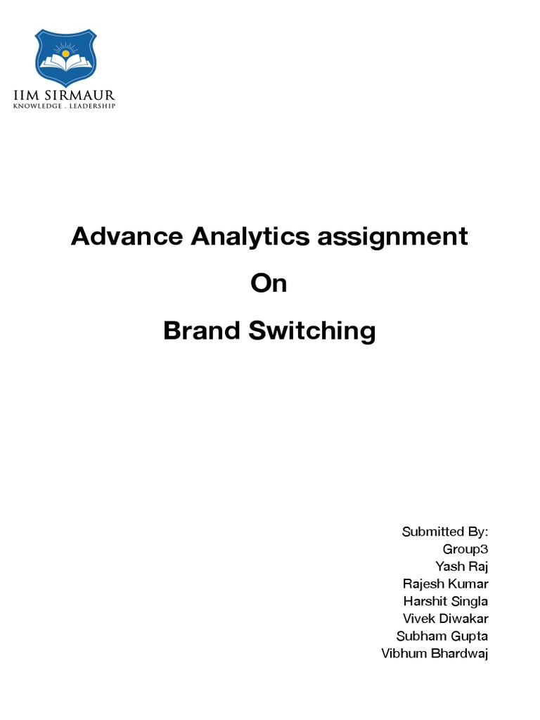 Advance Analytics Assignment On Brand Switching | PDF