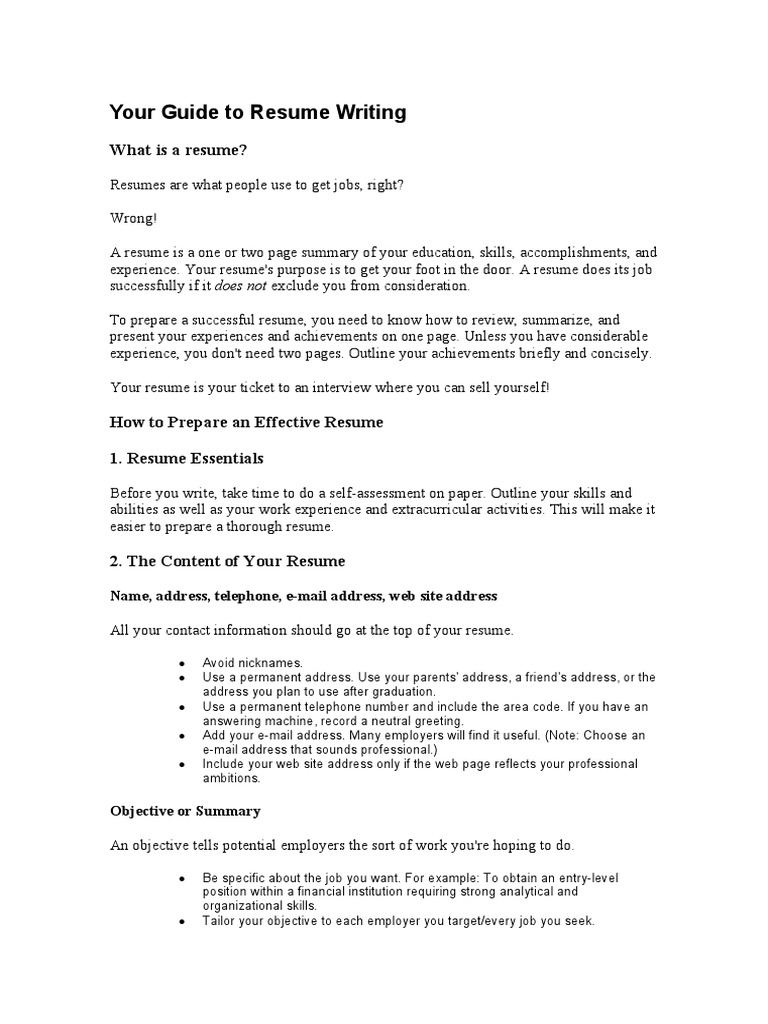 Your Guide To Resume Writing: What Is A Resume? | PDF | Résumé | Typefaces