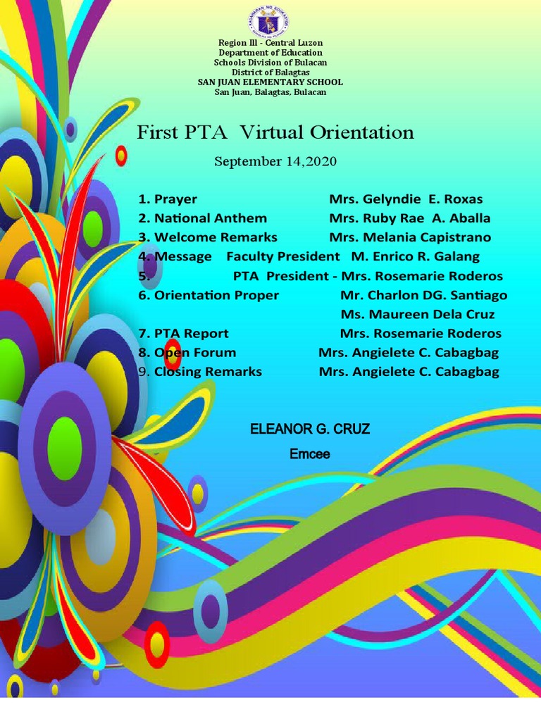 First PTA Virtual Orientation: September 14,2020 | PDF