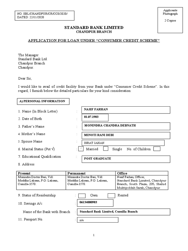 CCS Application Form | PDF | Credit | Finance & Money Management