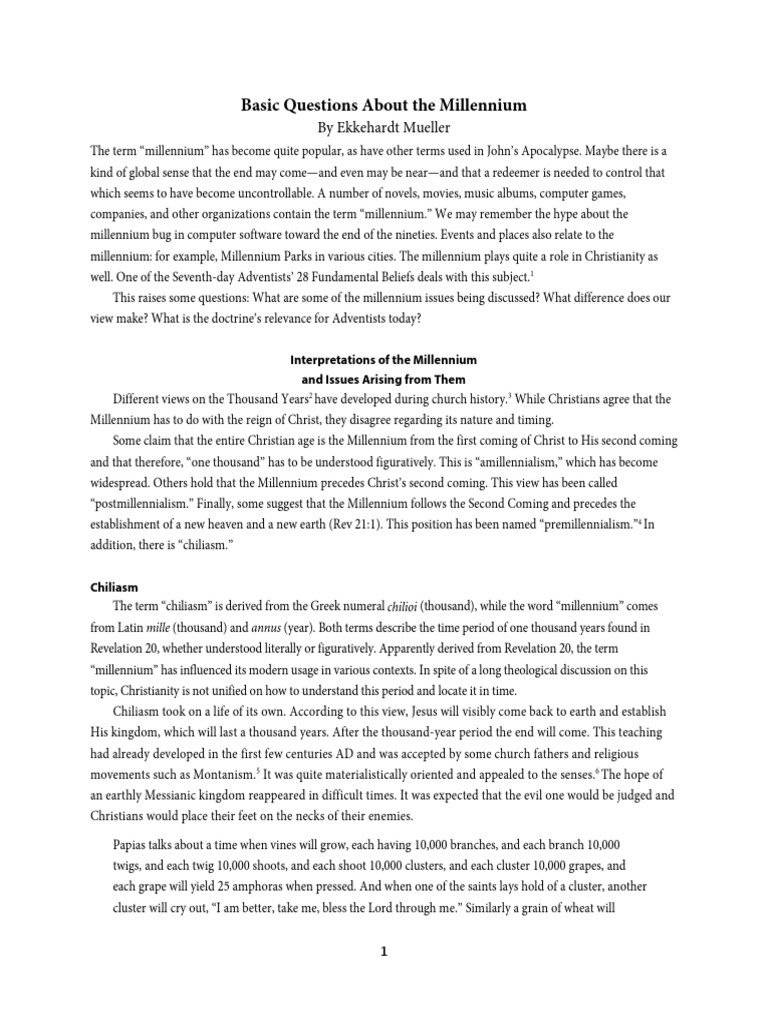 Basic Questions About The Millennium | PDF | Premillennialism ...