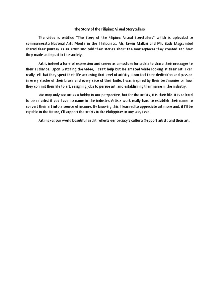 The Story of The Filipino: Visual Storytellers | PDF