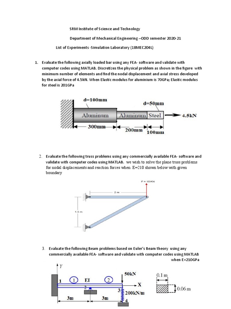 FEA Simulation Lab Experiments List | PDF | Finite Element Method ...