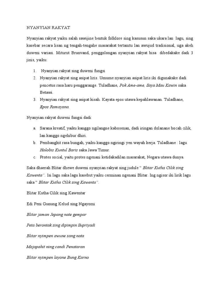 Nyanyian Rakyat | PDF