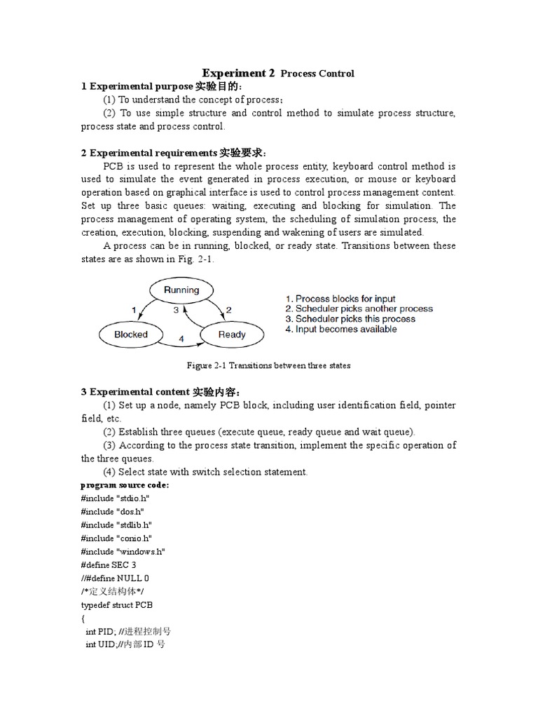 《Operating Systems》-Experimental instruction-Experiment 2 Process Control | PDF | Queue ...