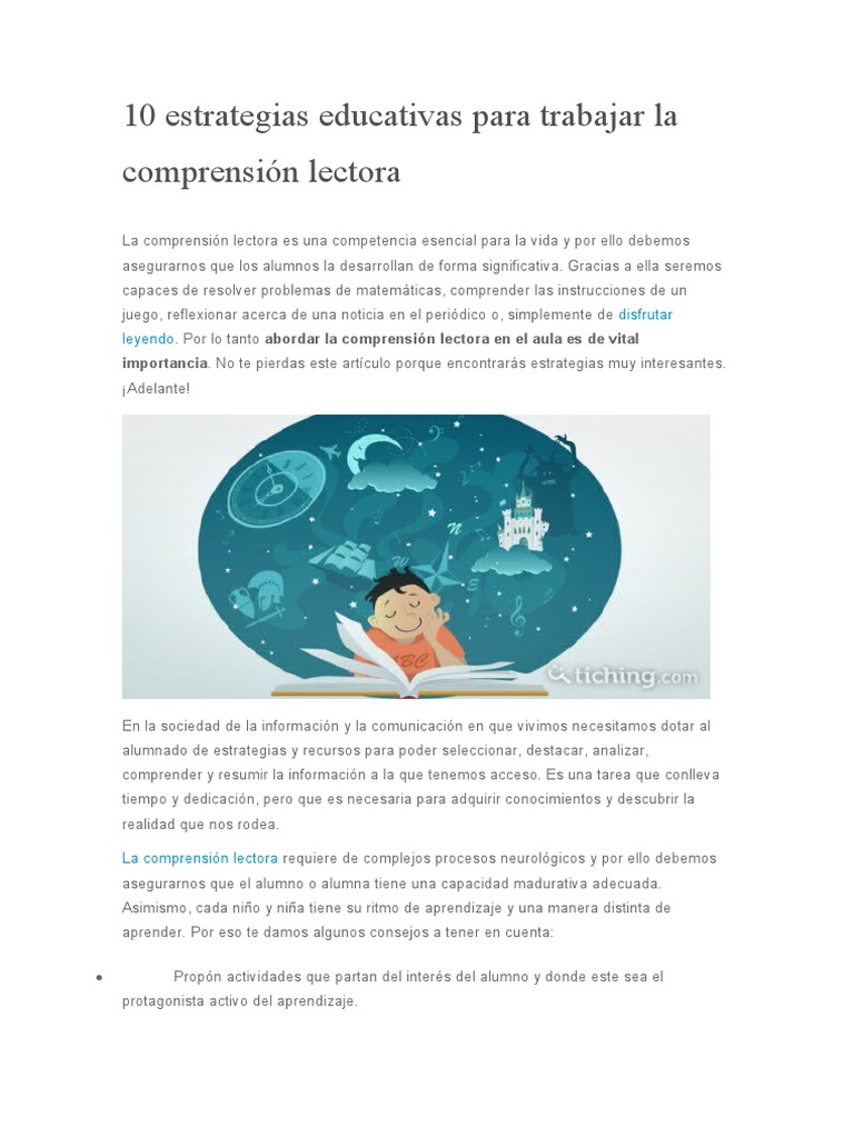Estrategias para Mejorar la Comprensión Lectora | PDF | Comprensión ...