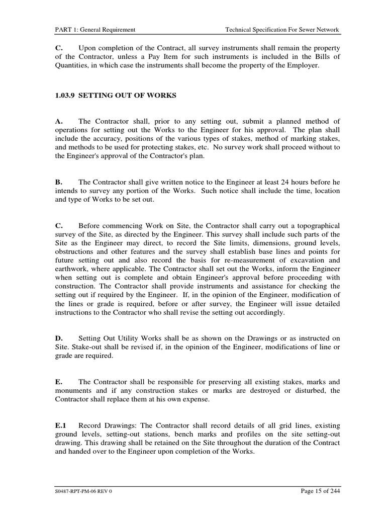 PART 1: General Requirement Technical Specification For Sewer Network ...