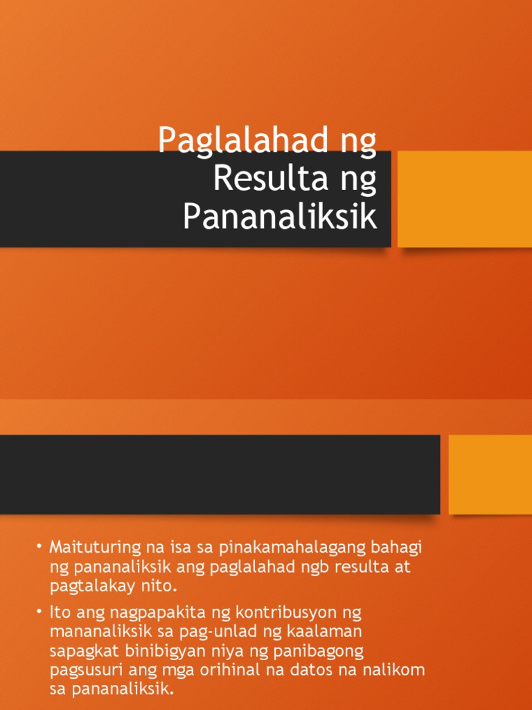 Paglalahad NG Resulta NG Pananaliksik | PDF