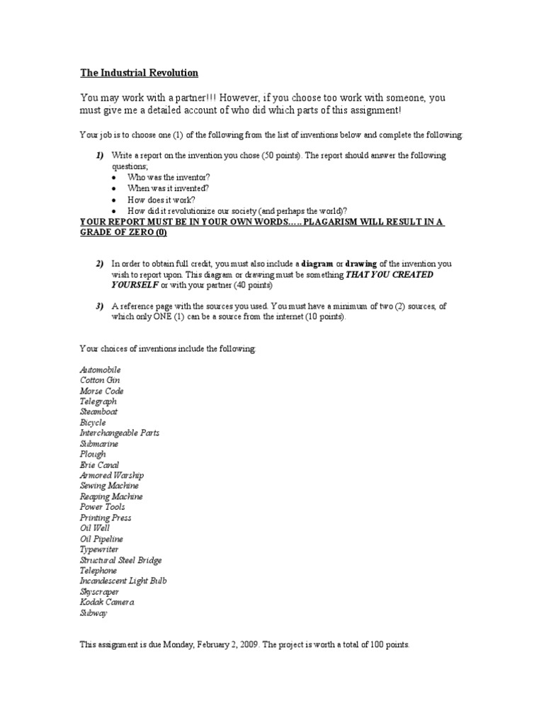 The Industrial Revolution Project | PDF