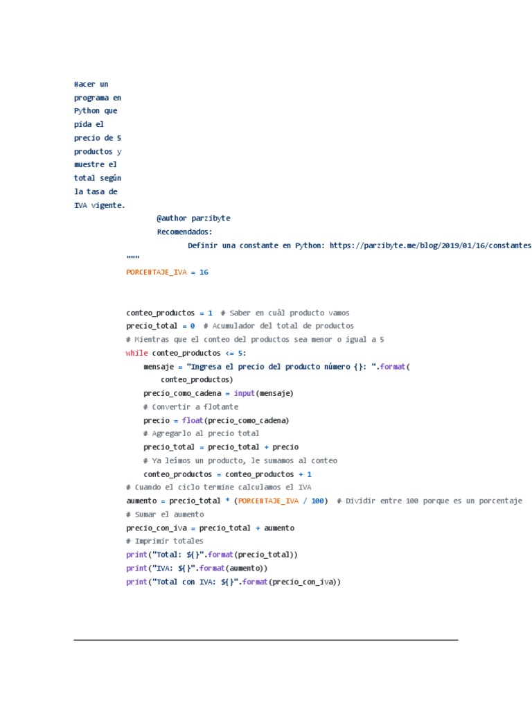 Iva en Python | PDF | Python (lenguaje de programación) | Función (Matemáticas)