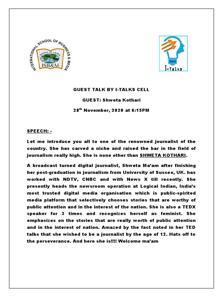 Shweta Kothari Guest Talk Event | PDF