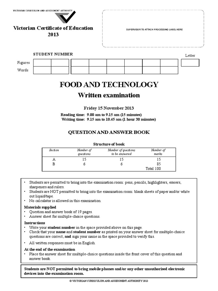 Food and Technology: Written Examination | PDF | Genetically Modified ...
