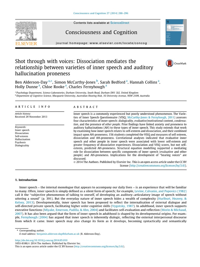 Shot Through With Voices Dissociation Mediates The Relationship Between ...