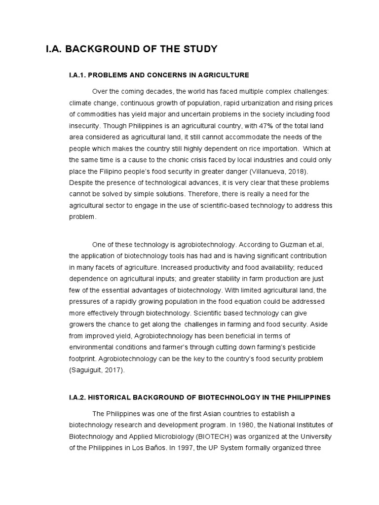 MANUS - Background of The Study | PDF | Food Security | Agriculture