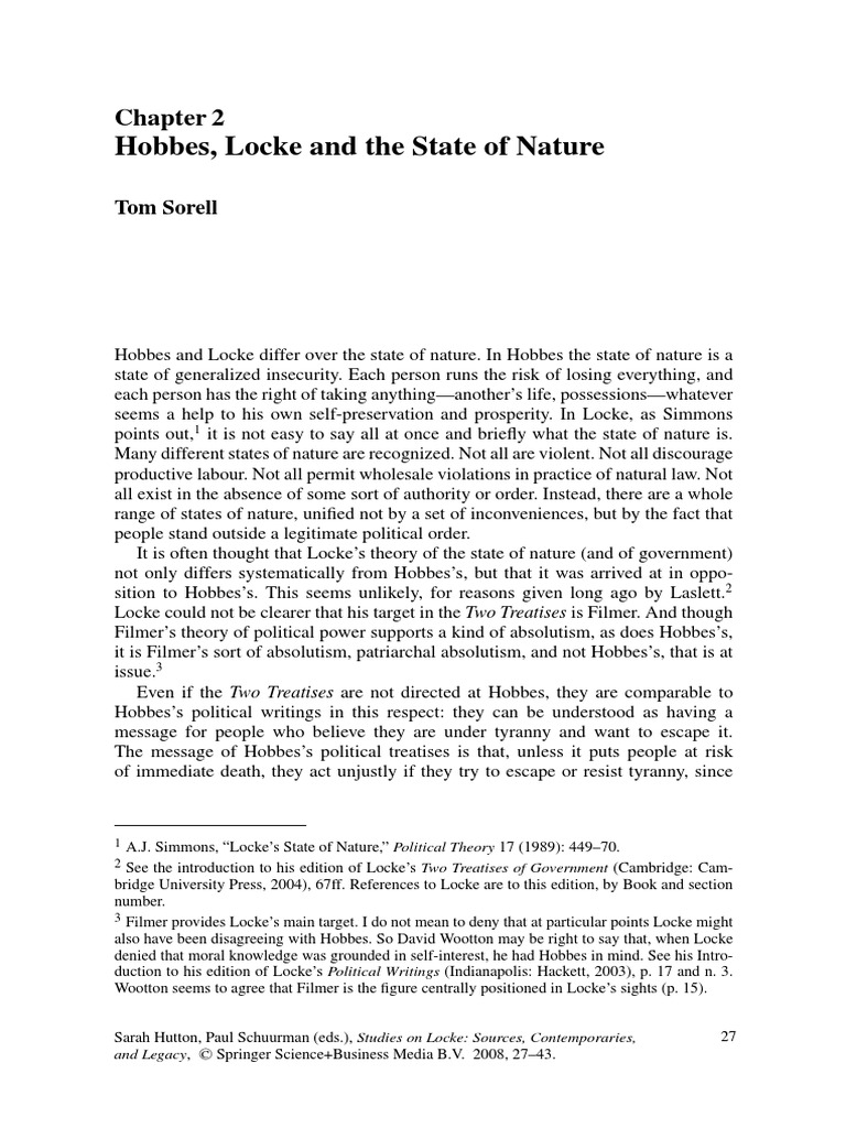 Hobbes, Locke and The State of Nature: Tom Sorell | PDF | John Locke ...