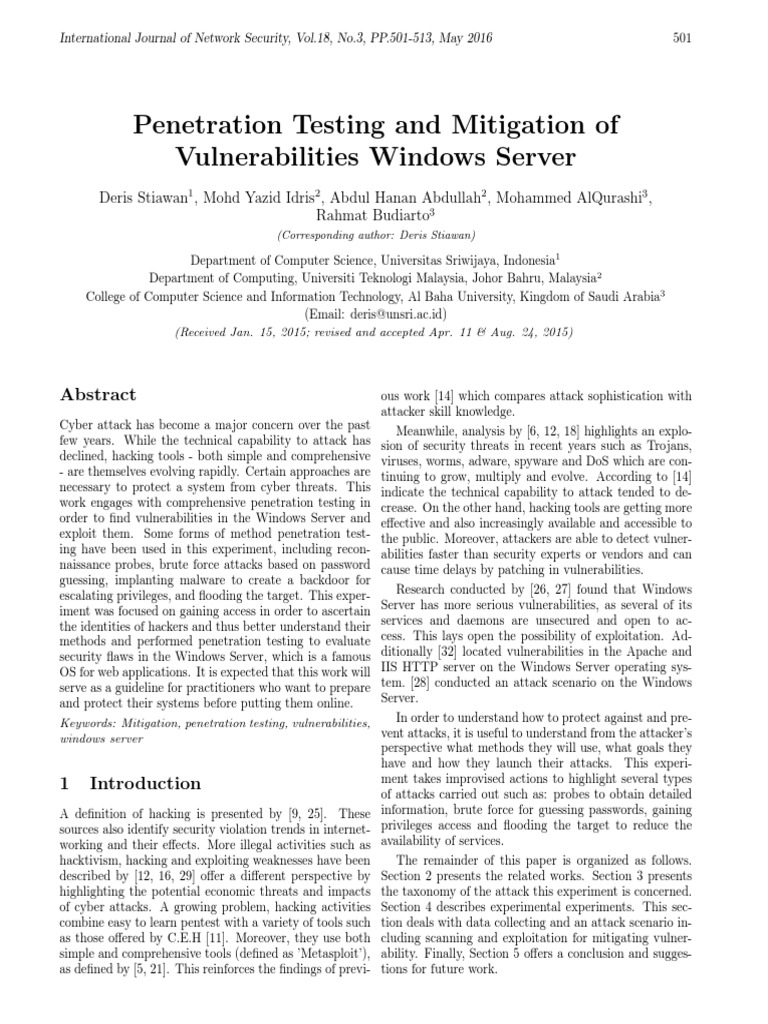 Penetration Testing And Mitigation Of Vulnerabilities Windows Server Pdf Port Computer 8770