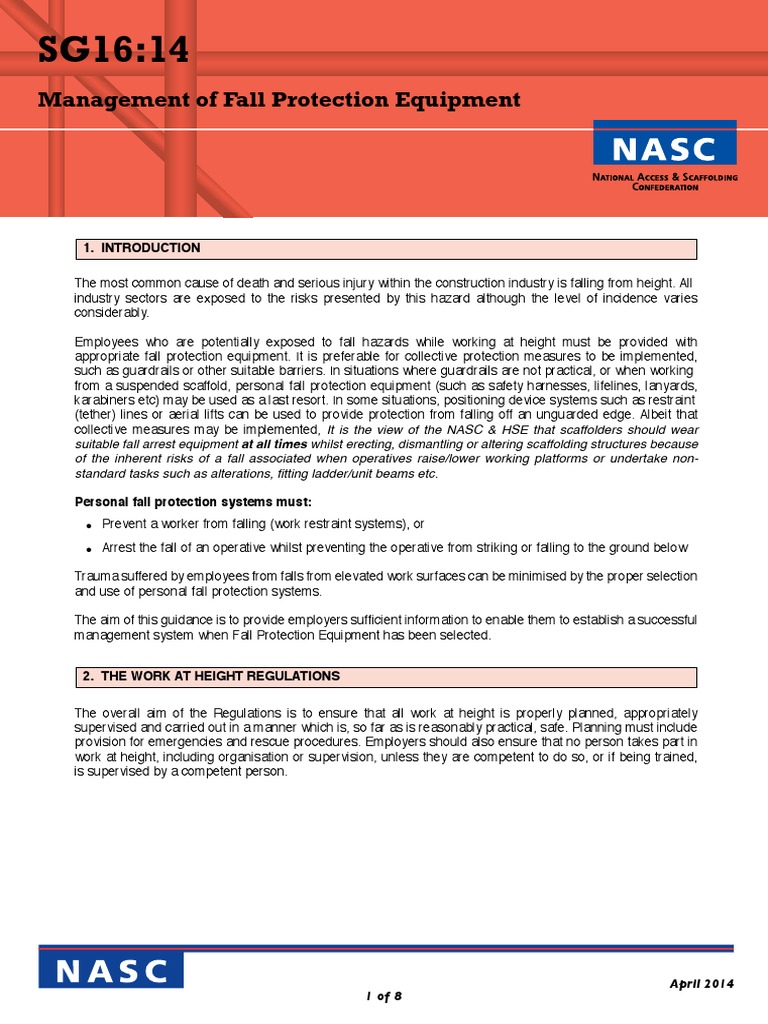 Managing Fall Protection: A Guide to Selecting, Using, Inspecting, and ...