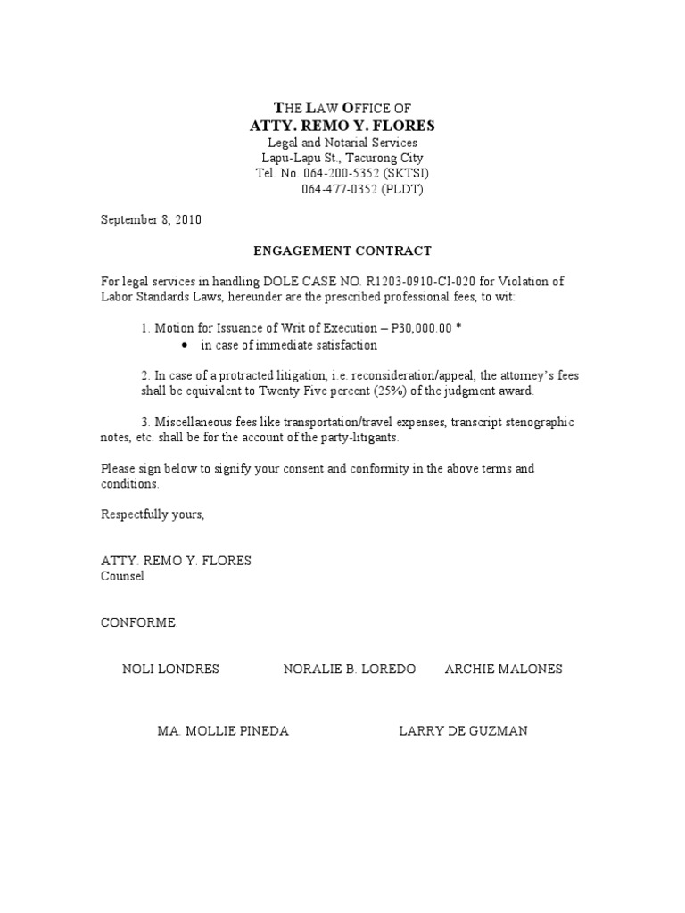 Engagement Contract | PDF