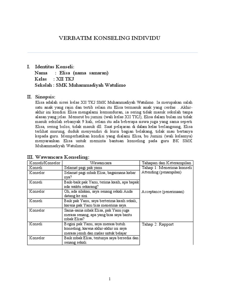 Verbatim Konseling Individual | PDF