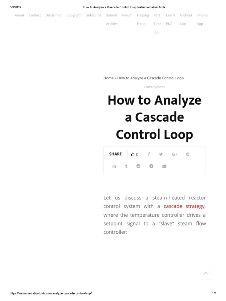 How To Analyze A Cascade Control Loop Instrumentation Tools PDF | PDF ...