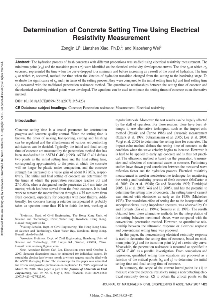 Determination of Concrete Setting Time U PDF | PDF | Concrete ...