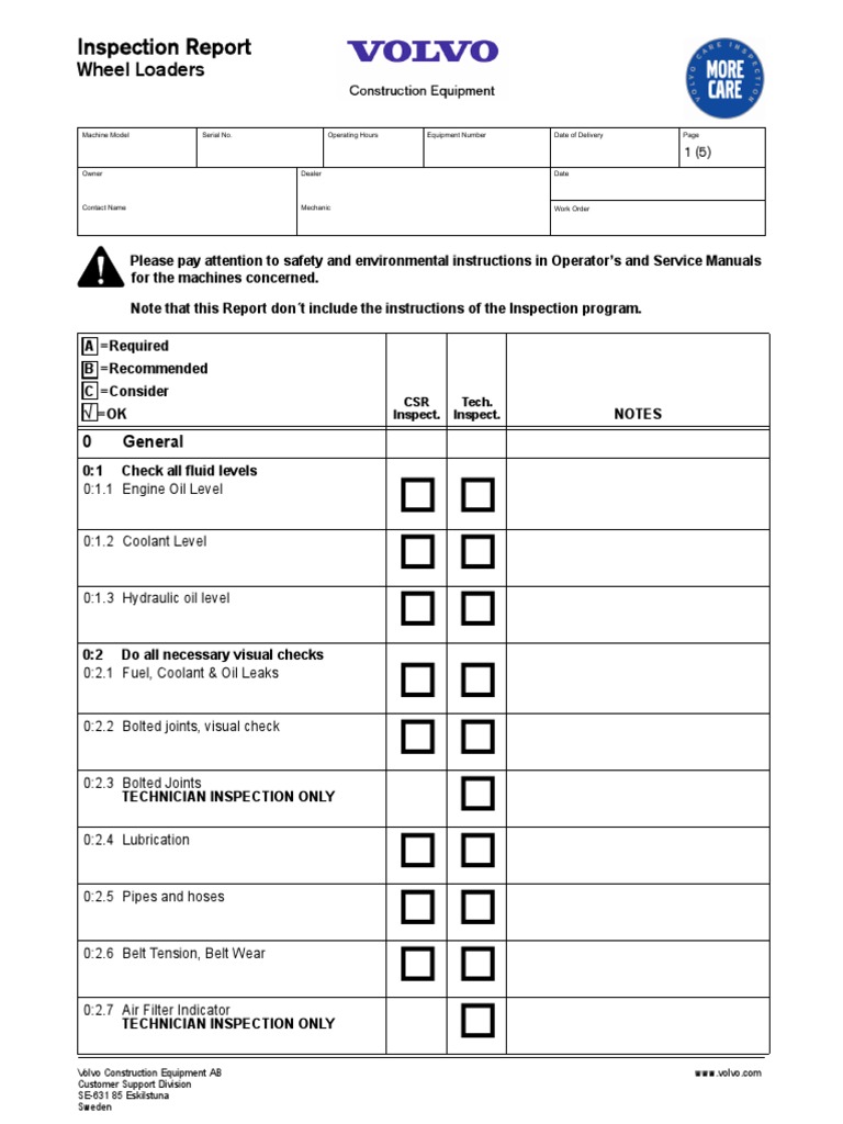 Inspection Report: Wheel Loaders | PDF | Transmission (Mechanics ...