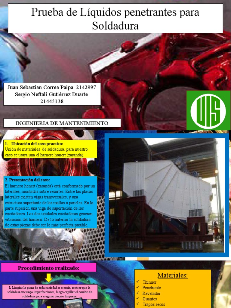 Trabajo Tintas Penetrantes | PDF | Pruebas no destructivas | Soldadura
