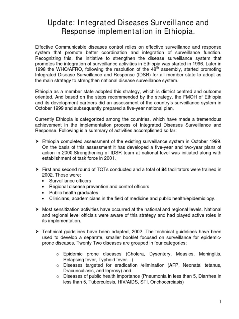Idsr Implementation PDF | PDF | World Health Organization | Public Health