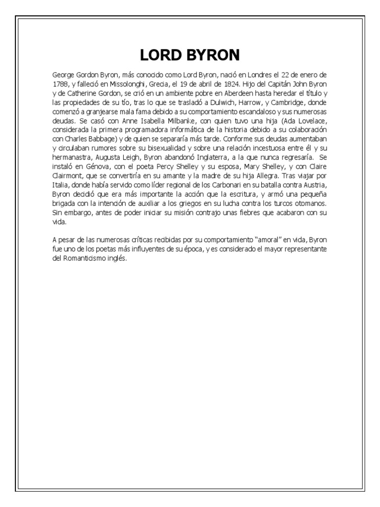 Lord Byron PDF | PDF