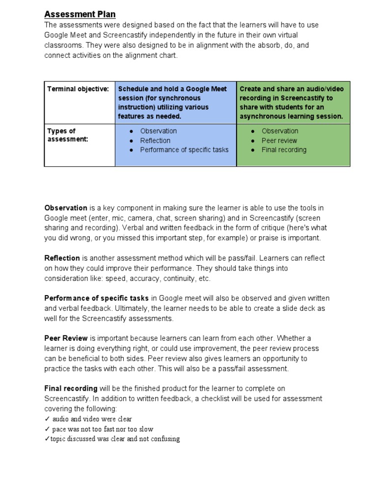 Assessment Plan | PDF