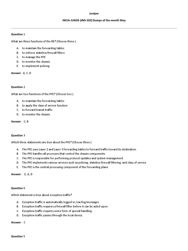 Emailing JNCIA-Junos JN0-103 Updated | PDF | Routing | Router (Computing)