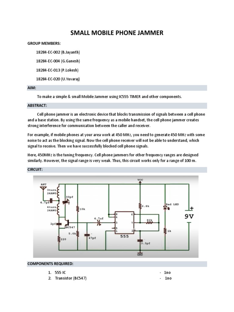 Small Mobile Phone Jammer Circuit | PDF | Technology & Engineering