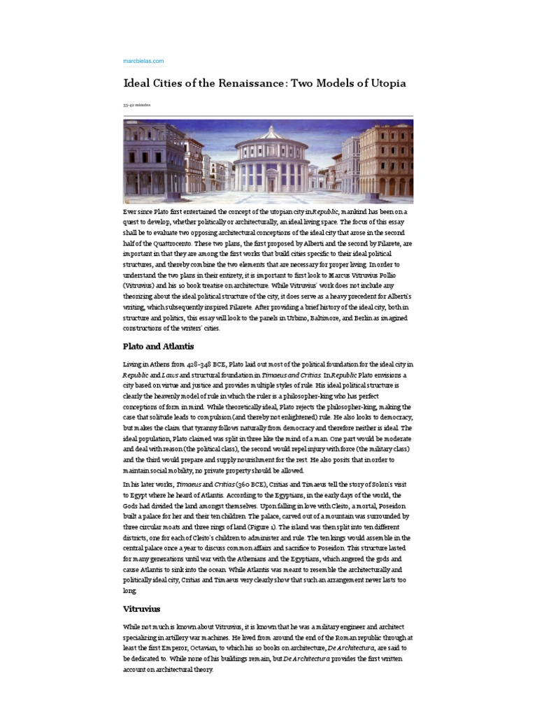 Renaissance Utopias: Alberti vs. Filarete | PDF | Science ...